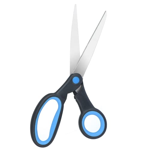 Left Handed Scissors, 8 Inch, Lefty Stainless Steel Sharp Blade Soft Comfort-Grip Handles Blunt Scissors for Adults School Student Kids(1 Pack)