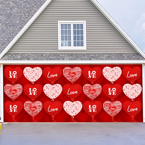 Yoiemivy 6 x 13 Ft Wedding Decorations Red Heart Garage Door Banner Large Anniversary Party Decor Banner for Photo Studio Props Bridal Shower Engagement Engaged Ceremony Decorations