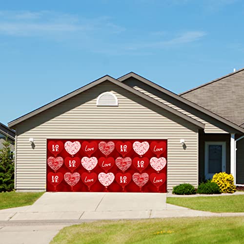 Yoiemivy 6 x 13 Ft Wedding Decorations Red Heart Garage Door Banner Large Anniversary Party Decor Banner for Photo Studio Props Bridal Shower Engagement Engaged Ceremony Decorations