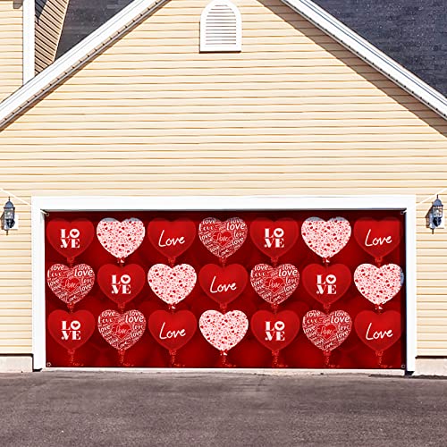 Yoiemivy 6 x 13 Ft Wedding Decorations Red Heart Garage Door Banner Large Anniversary Party Decor Banner for Photo Studio Props Bridal Shower Engagement Engaged Ceremony Decorations