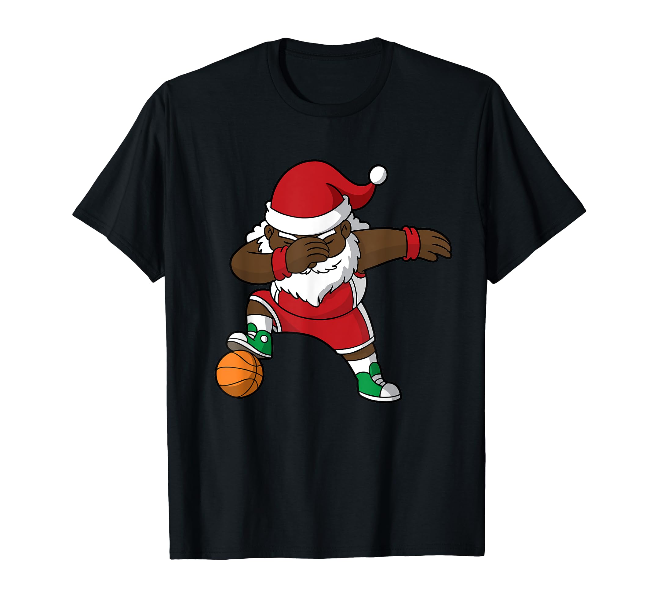 Basketball Dabbing Black African American Santa Claus T-Shirt