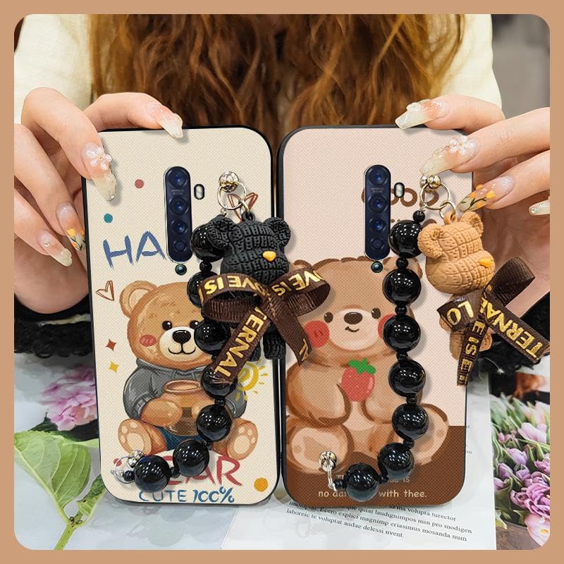 Lulumi-Phone Case for Oppo Reno2, Anti-Knock Protective case Waterproof Phone case Silicone Dirt-Resistant Skin-Friendly Feel Cartoon Black Pearl Pendant Simplicity Cute Soft case