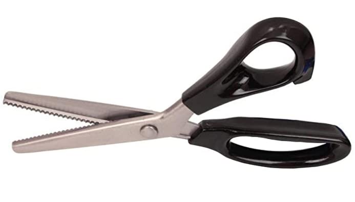 Fabric Pinking Shears Craft Scissors,Serrated Scalloped stainless Steel Handled Professional Sewing black Scissors, Scissors for Leather , Tailoring, Paper Crafts Hand shears etc. (Scalloped18mm)