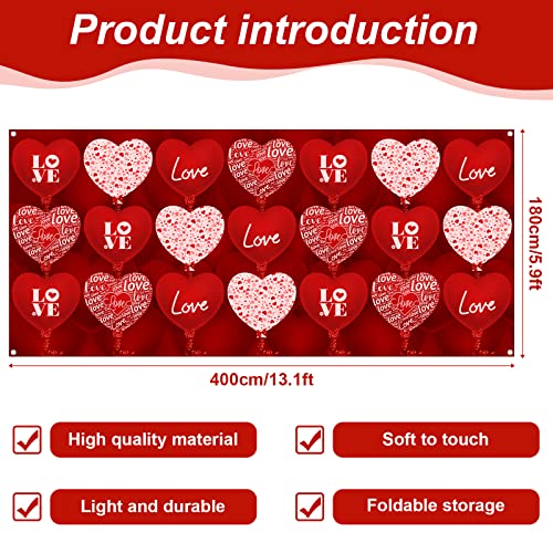 Yoiemivy 6 x 13 Ft Wedding Decorations Red Heart Garage Door Banner Large Anniversary Party Decor Banner for Photo Studio Props Bridal Shower Engagement Engaged Ceremony Decorations