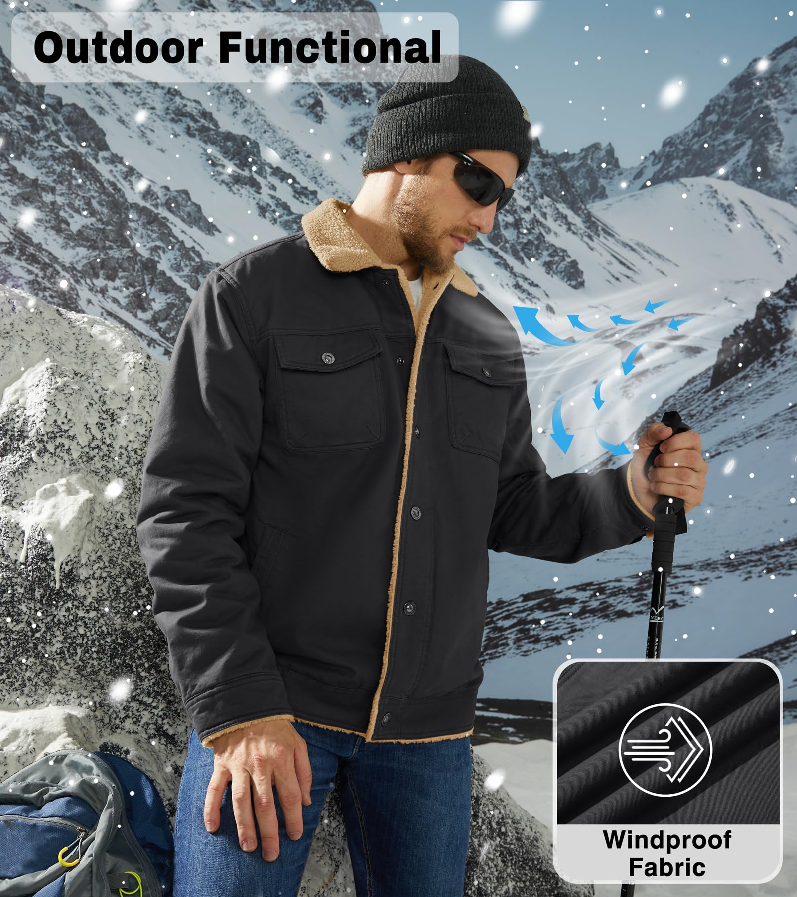 EKLENTSON Men's Cold Weather Winter Jacket - Insulated Snow Jacket for Hunting & Fall, Grey, Medium
