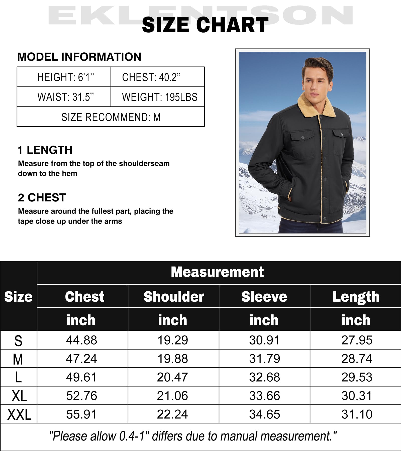 EKLENTSON Men's Cold Weather Winter Jacket - Insulated Snow Jacket for Hunting & Fall, Grey, Medium