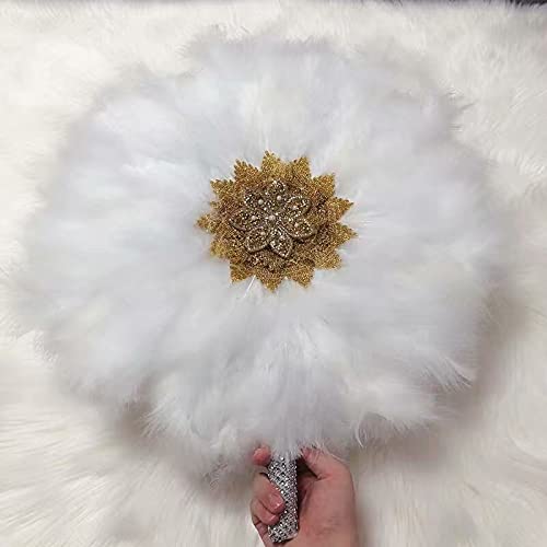 African Feather Fan African Custom Wedding Feather Hand Fan for Wedding Bride Hand Held Photo Props Art Craft Wedding Party Decoration Party Favors-Feather Fan for Bride