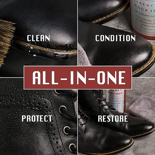SALTY FISH Leather Conditioner Cleaner for Couch Furniture, All-Natural Leather Care Kit for Leather Couch,Car Seat,Apparel,Boot,Shoe,Accessories (16 Fl Oz)