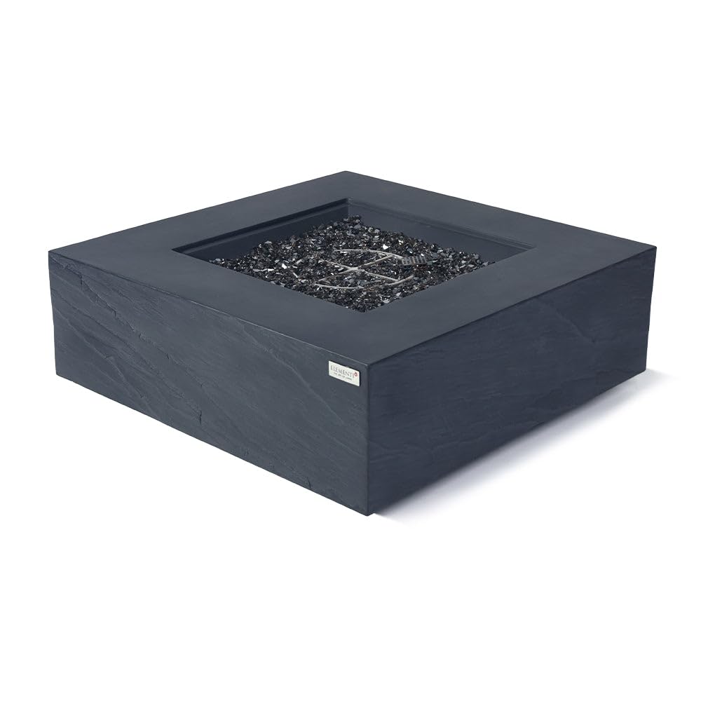 Roraima Concrete Fire Pit 40" x 40" Outdoor Patio Firepit Includes Fire Glass Modern Fire Pits & Outdoor Fireplaces for Garden, Deck, Indoor & Outdoor Heating