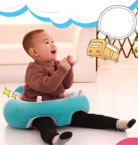 Baby Support Seat Sofa Plush Soft Animal Shaped Baby Learning to Sit Chair Keep Sitting Posture Comfortable Infant Sitting Chair for 4 Months up Baby (Blue)