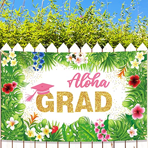 Tropical Aloha Graduation Party Backdrop 2023 | Aloha Graduation Banner 2023 | Summer Hawaiian Luau Congrats Grad Class of 2023 Photography Background Banner | College Graduation Party Decorations