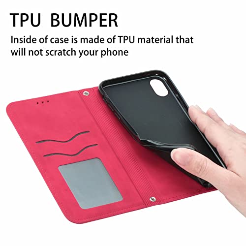 YukeTop Case for Oppo Reno2 Z, PU Leather Flip Folio Wallet Cover, with Card Slots, Case Cover for Oppo Reno2 Z.(Red)