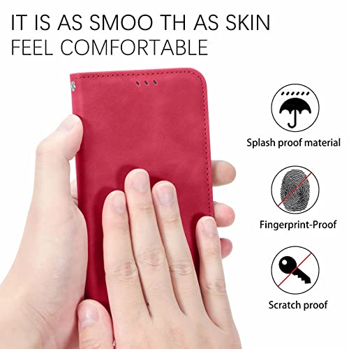 YukeTop Case for Oppo Reno2 Z, PU Leather Flip Folio Wallet Cover, with Card Slots, Case Cover for Oppo Reno2 Z.(Red)