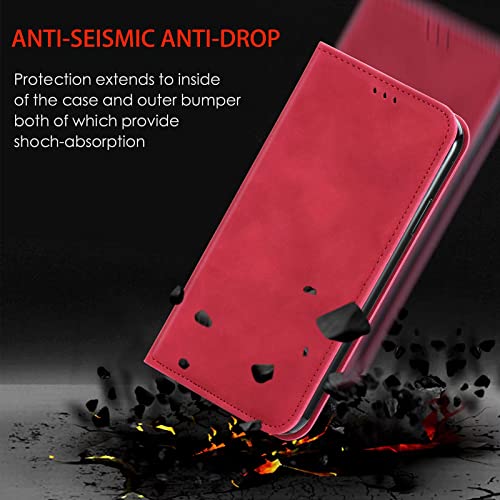YukeTop Case for Oppo Reno2 Z, PU Leather Flip Folio Wallet Cover, with Card Slots, Case Cover for Oppo Reno2 Z.(Red)
