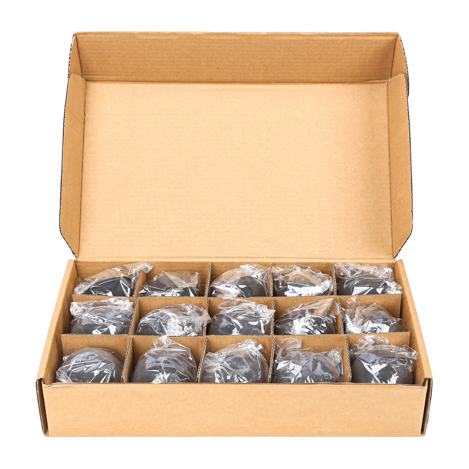 GRISUN Ceramic Fire Balls, 3 Inch Set of 15 Round Fire Stones for Indoor and Outdoor Fire Pits, Black Fireplace Rocks for Indoor Gas Fireplace, Fire Spheres, Ceramic Fire Pit Balls