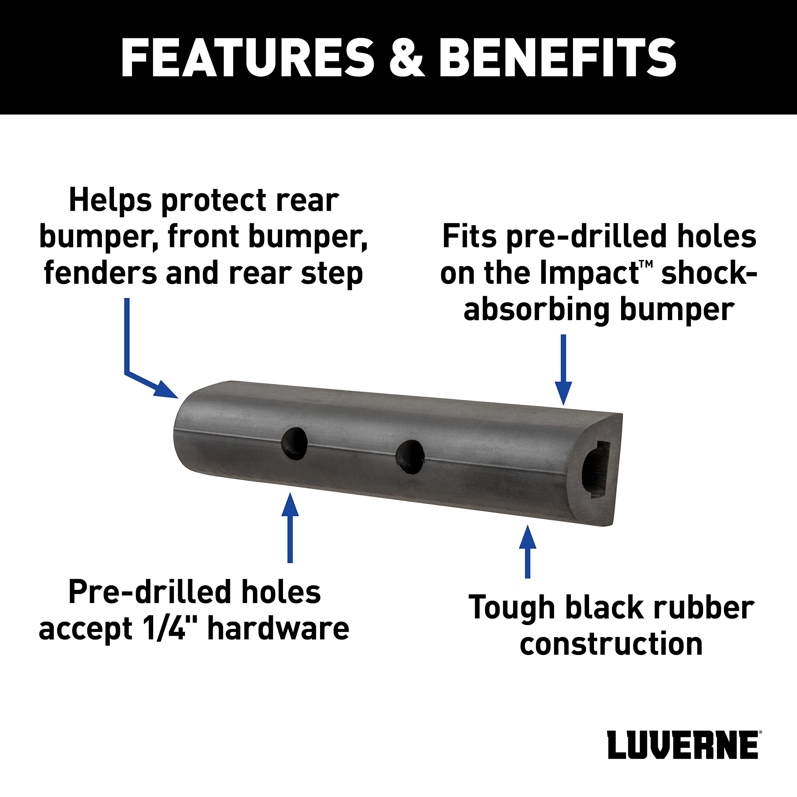 LUVERNE 2090615-3 10-Inch Universal Rubber Bumper Guard Protector Strips Loading Dock Rear Fender Pad Bump Stop, 3-Pack