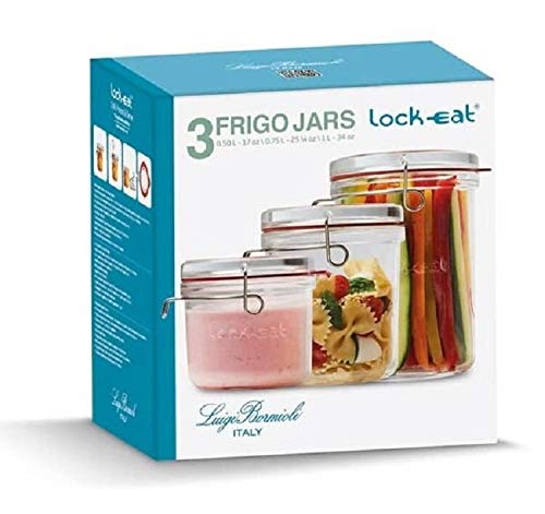 Luigi Bormioli Lock-Eat Frigo Jars, 3 piece set S/M/L, Clear