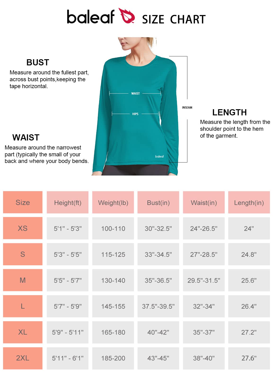 baleaf Women's Long Sleeve Running Shirts Workout Tops Athletic Gym Hiking T-Shirts Moisture Wicking Quick Dry Lightweight Stretchy Teal Size L