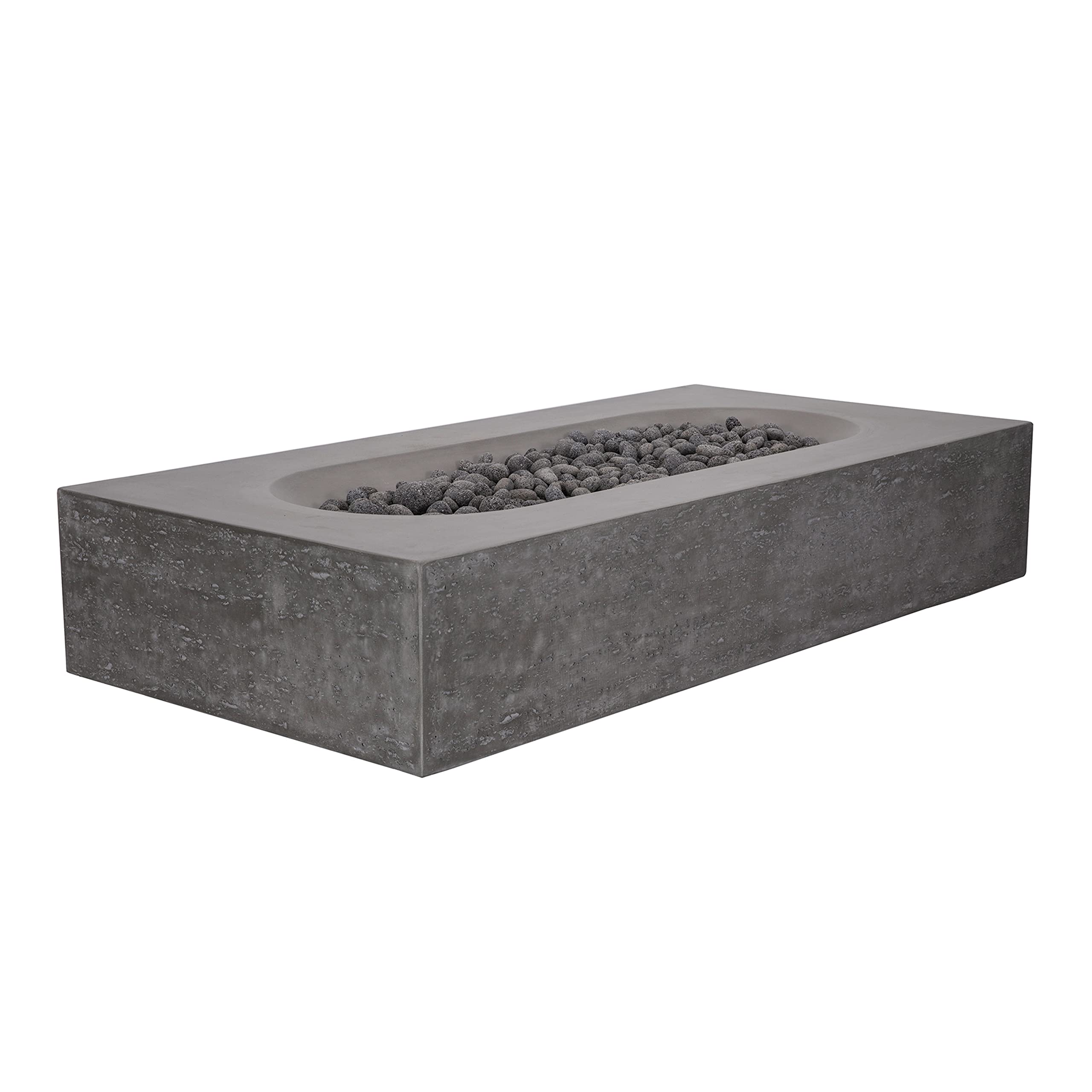 Pyromania Alchemy Outdoor Concrete Fire Pit Table, 60 x 30 Inches - Natural Gas Model in Slate Gray Color