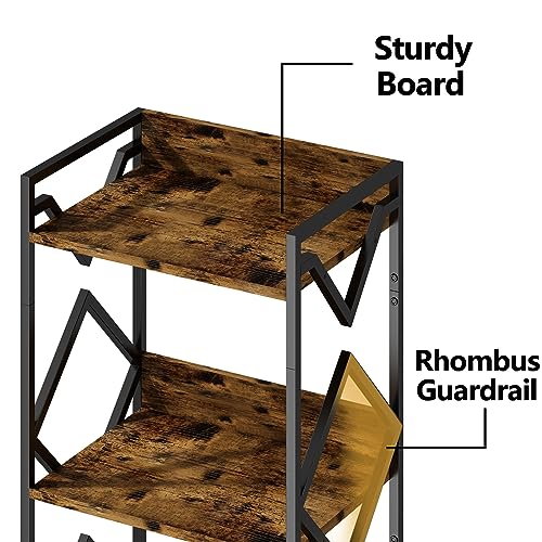 GILLAS 3 Tier Bookshelf for Small Space, Metal Shelving Unit for Book Storage Organizer for Office Living Room Bedroom, Rustic Short Stand Bookcase, End Table, Black