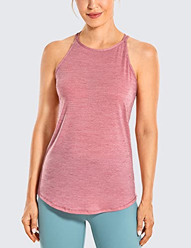 CRZ YOGA Women's Lightweight Heather Yoga Tank Tops Strappy Back Workout Shirts Burnished Lilac Grey Small