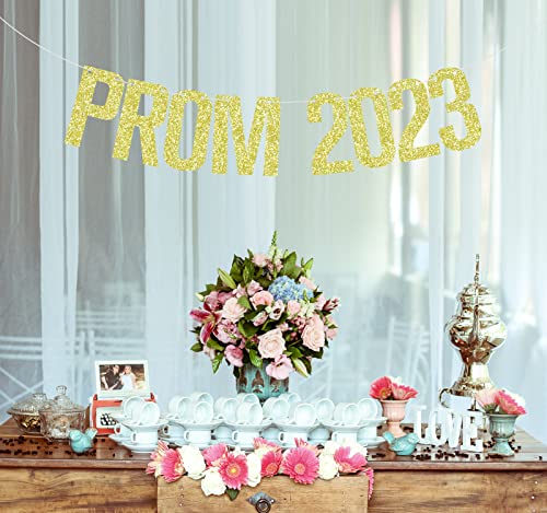 Prom 2023 Banner, Prom Night Decor, Class of 2023 Bunting Garland, 2023 Graduation Party Decorations Gold Glitter