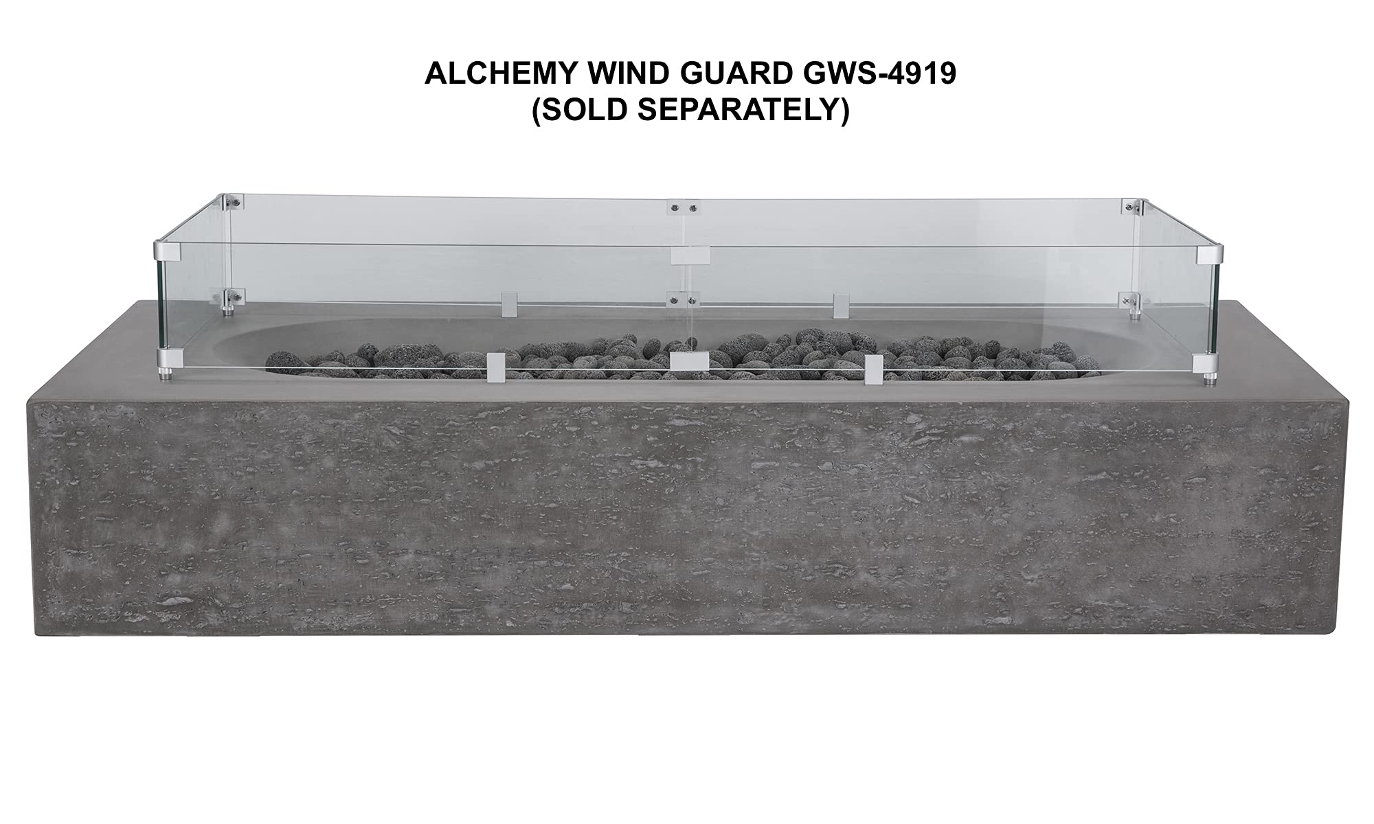 Pyromania Alchemy Outdoor Concrete Fire Pit Table, 60 x 30 Inches - Natural Gas Model in Slate Gray Color
