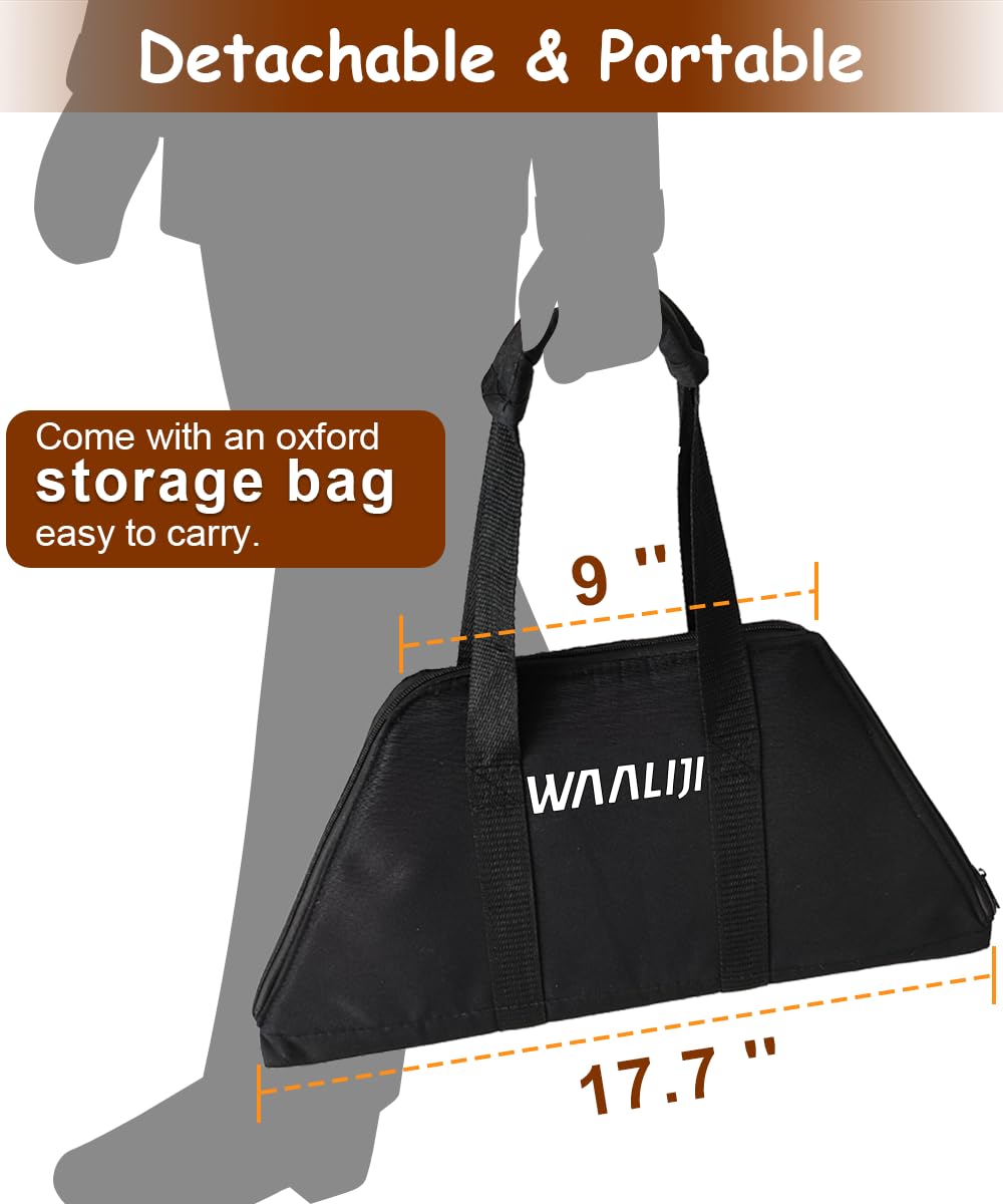 Waaliji 22.5 Inch Portable Plug Fire Pit for Camping, Detachable Outdoor Wood Burning Firepit with Carrying Bag for Outside Patio Heating, Picnic, Bonfire and BBQ, Vertical Hollow Style