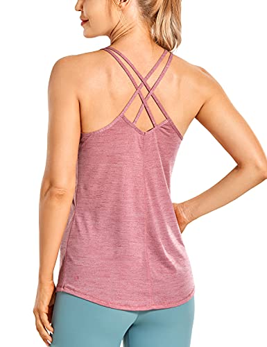 CRZ YOGA Women's Lightweight Heather Yoga Tank Tops Strappy Back Workout Shirts Burnished Lilac Grey Small