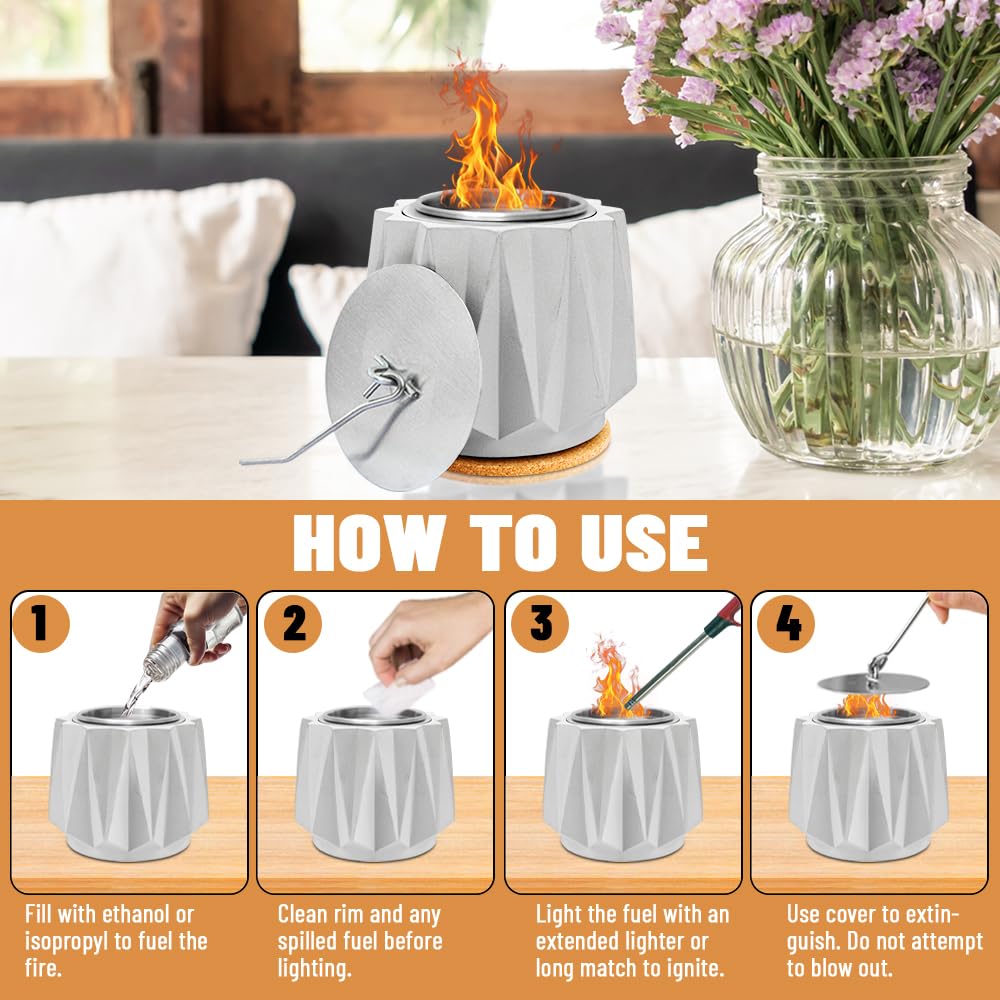 Decofuge Concrete Tabletop Fire Pit Bowl - Outdoor & Indoor Smores Maker, Patio Table Firepit, Portable Mini Firepit, Table Top Firepit & Smores Fire Pit, Perfect Patio Decor
