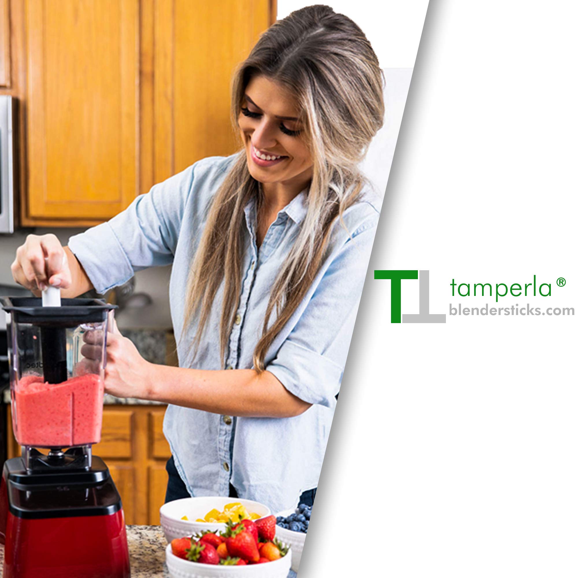 Tamper Fits Blendtec LATCHING Lid Version [ NO MORE AIR POCKETS ] Fits 'Latching' Lid Blendtec Blenders only