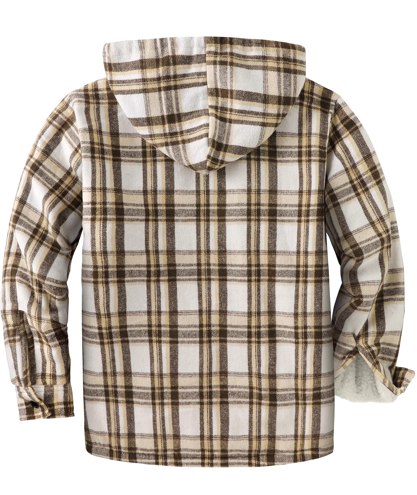 SCODI Men's Flannel Shirt Jacket Fleece Sherpa Lined Plaid Jackets Coat Full Zip Up Hoodie Winter Outwear Khaki X-Large