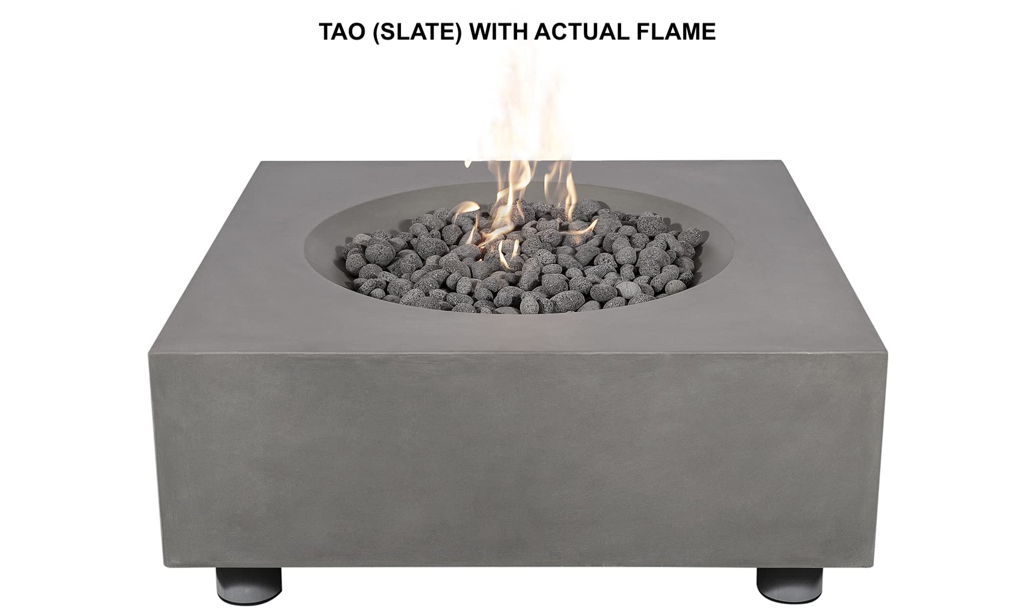 PyroMania Tao Outdoor Concrete Fire Table, 41 x 41 Inches - Natural Gas Model in Slate Gray Color