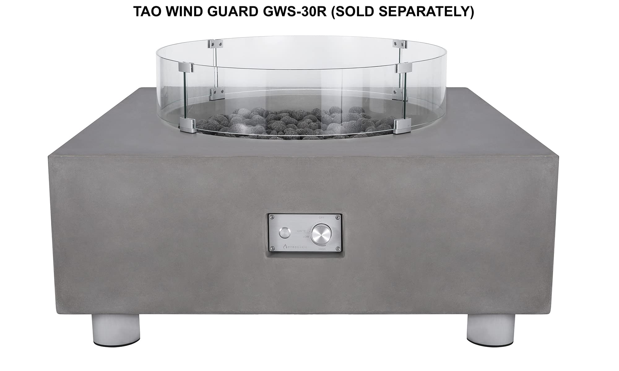 PyroMania Tao Outdoor Concrete Fire Table, 41 x 41 Inches - Natural Gas Model in Slate Gray Color