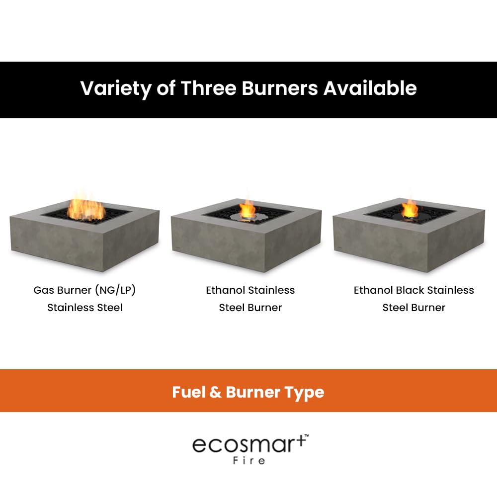 Eco Smart | Base 40 Fire Pit Table | Natural Color | Stainless Steel Gas Burner | Elegant Curved Design with Versatile Wide Lip | Complements Any Decor and Setting
