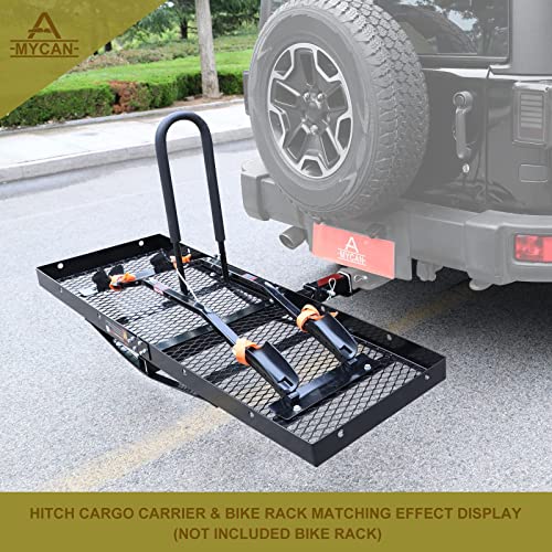 MYCAN Hitch Mount Cargo Carrier, Trailer Hitch Cargo Carrier 60 x 20 Inch, Tray Hitch Carrier Weight Capacity 500 LBS, Fits 2" Receiver Vehicles, Luggage Hitch Rack is Compatible With Some Accessories