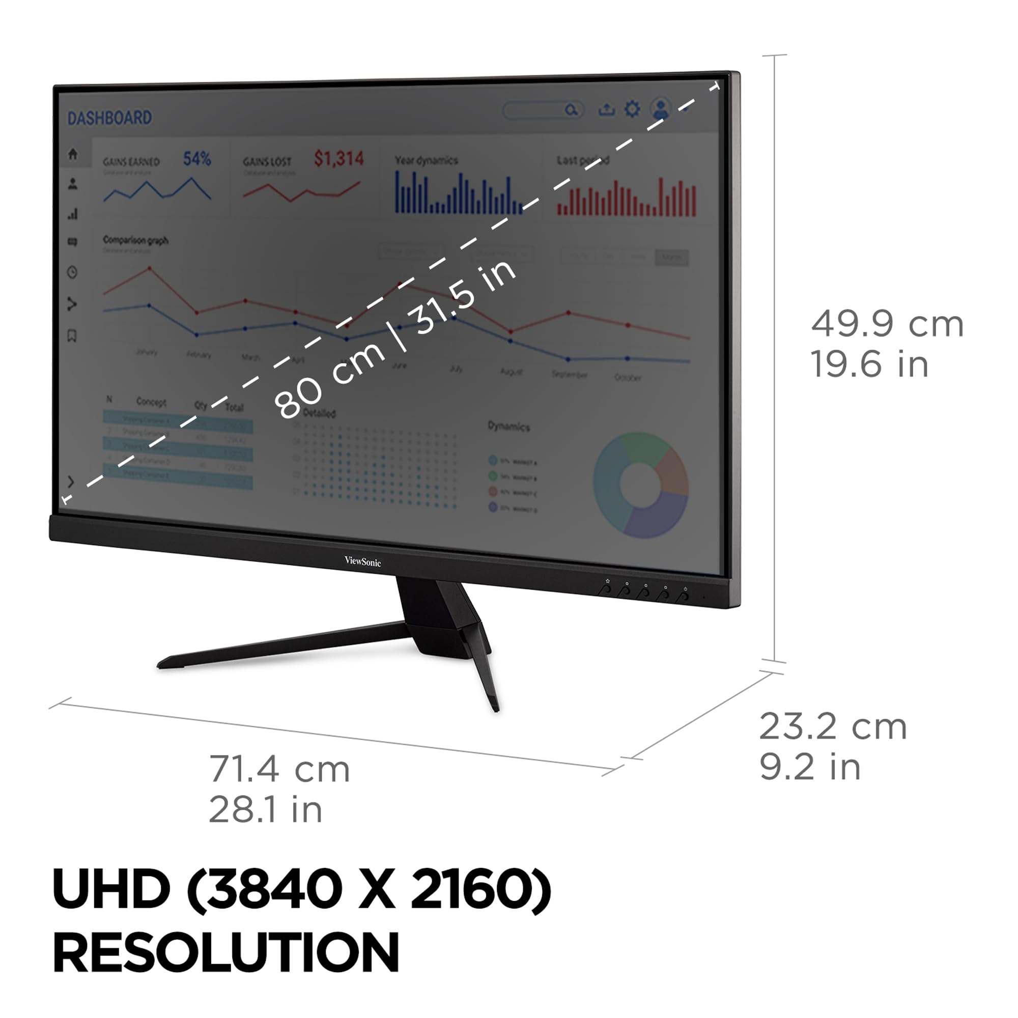 ViewSonic VX3267U-4K 4K UHD 32 Inch IPS Monitor with 65W USB C, HDR10 Content Support, Ultra-Thin Bezels, Eye Care, HDMI, and DP Input, Black