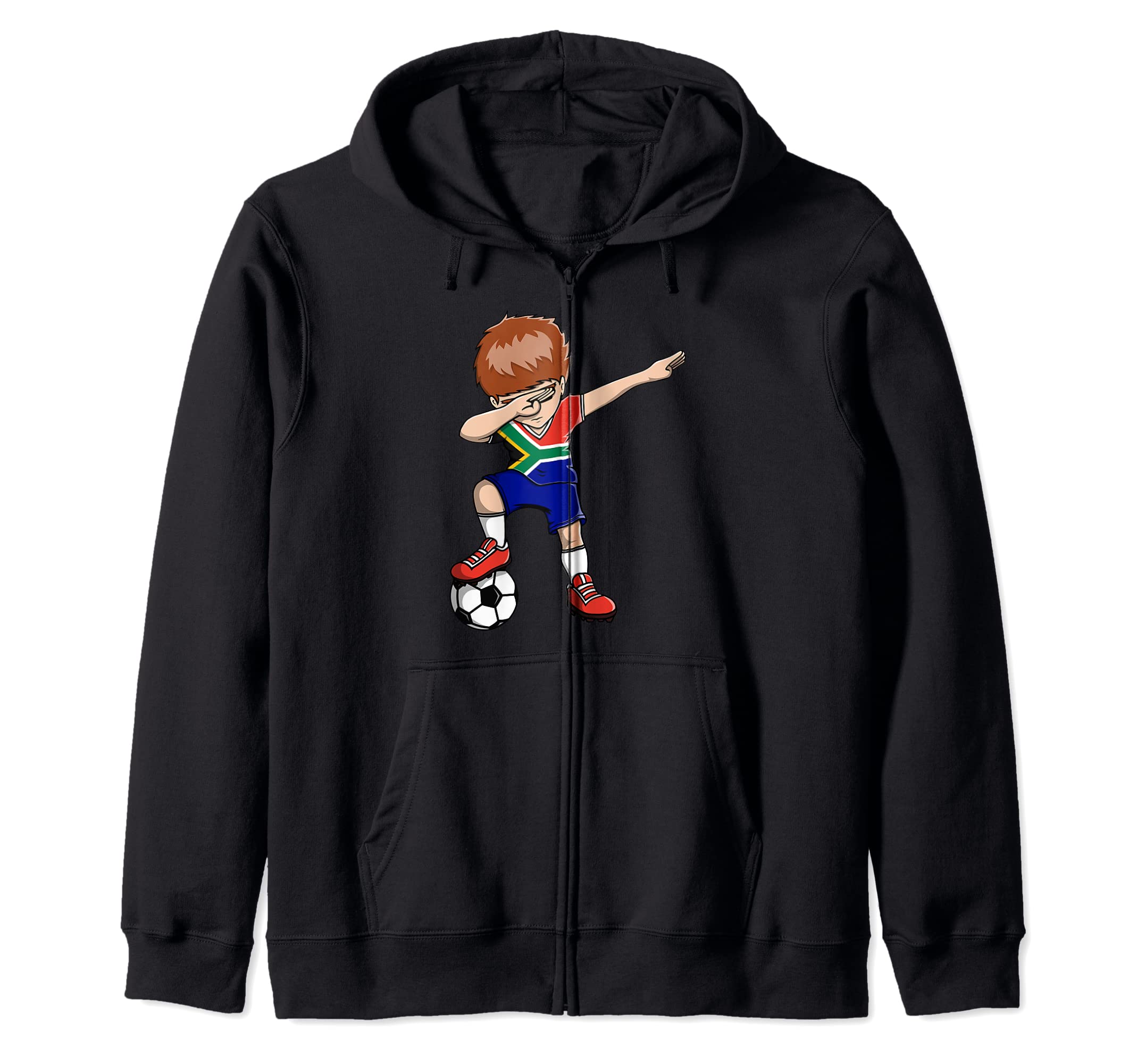 Dabbing Soccer Boy South Africa Fans Jersey South African Zip Hoodie