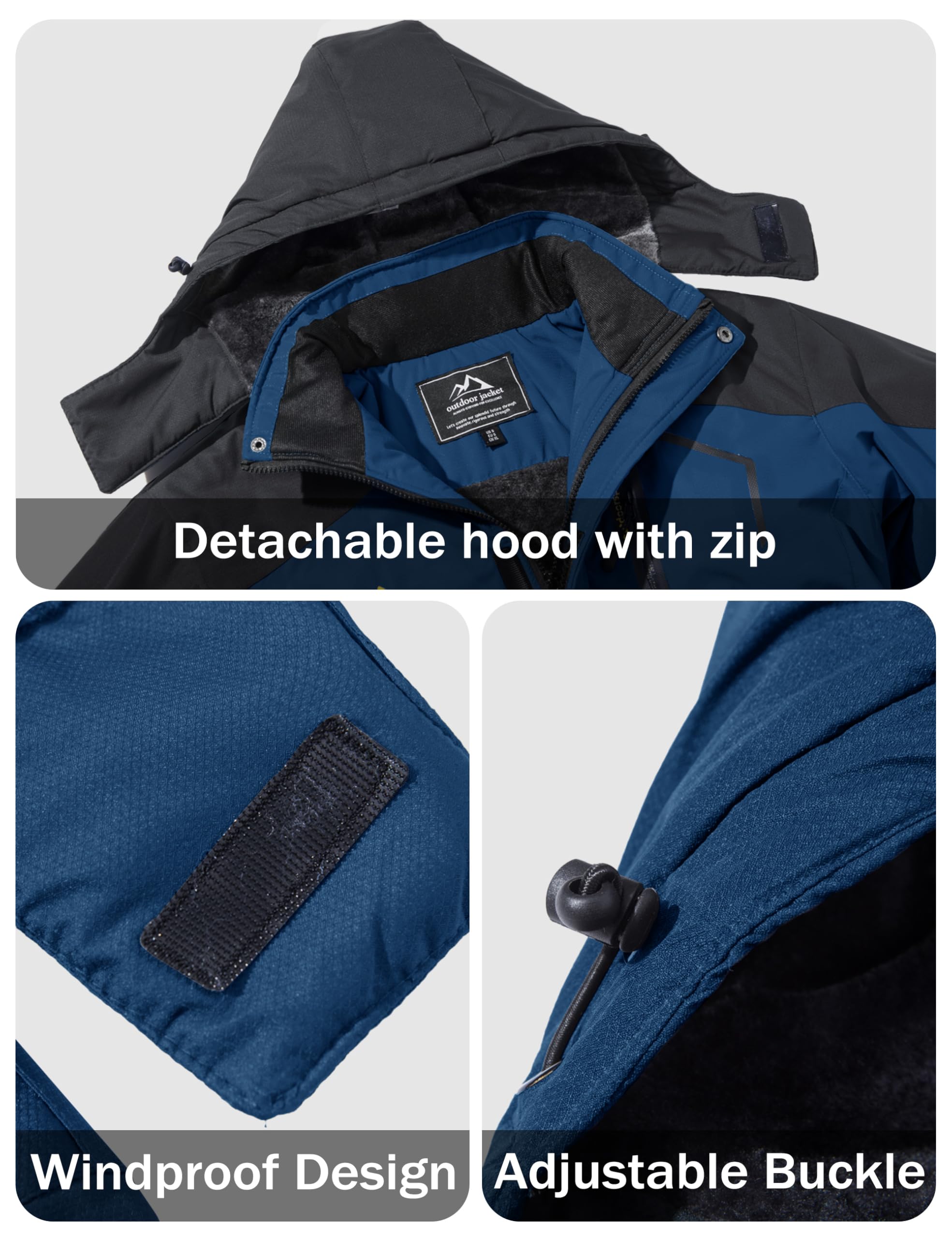 MAGCOMSEN Winter Jacket for Men Cold Weather Insulated Jacket Ski Jacket Snowboard Coat Rain Jacket Windproof Windbreaker Jacket Raincoats for Men