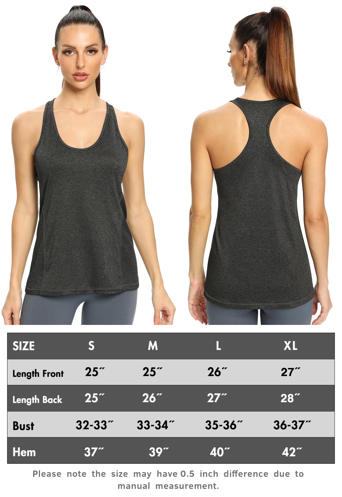 Air Curvey Workout Tank Tops for Women Yoga Racerback Tanks Athletic Quick Dry Activewear 4 Pack