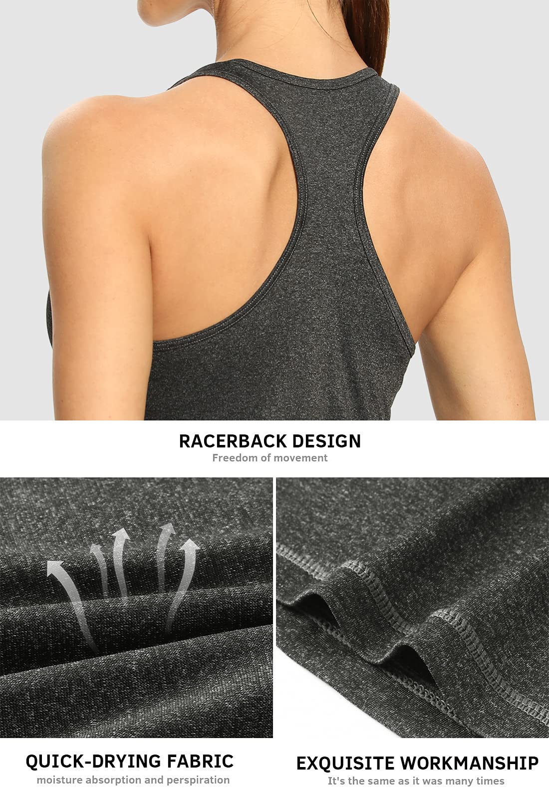 Air Curvey Workout Tank Tops for Women Yoga Racerback Tanks Athletic Quick Dry Activewear 4 Pack