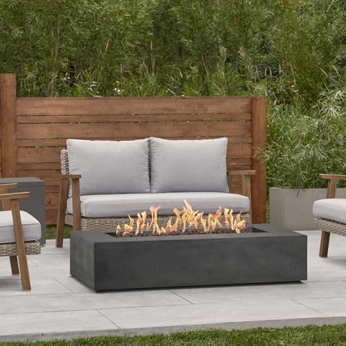 BBQGuys Signature La Valle 56-Inch Rectangle Propane Fire Table - Carbon - 1590LP-CBN