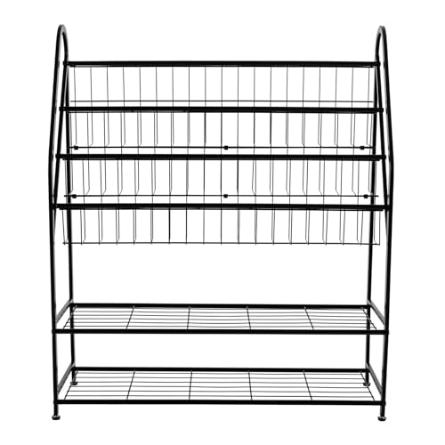 JAJADAH Kids Bookshelf, Large Black Bookcase, Large Capacity Books Toys Organizer for Studio/Den/Craft Room & Mailroom (Black)