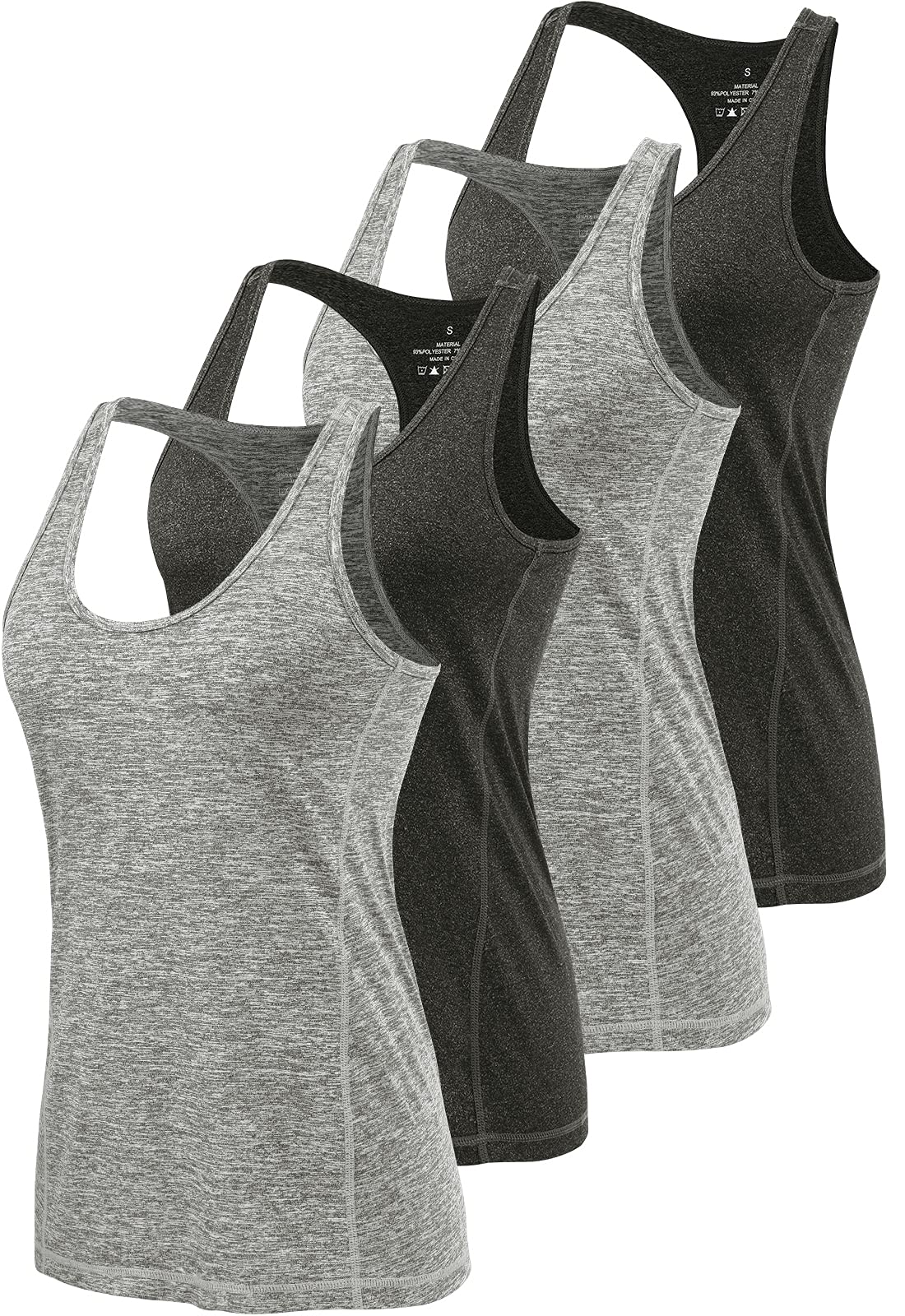 Air Curvey Workout Tank Tops for Women Yoga Racerback Tanks Athletic Quick Dry Activewear 4 Pack