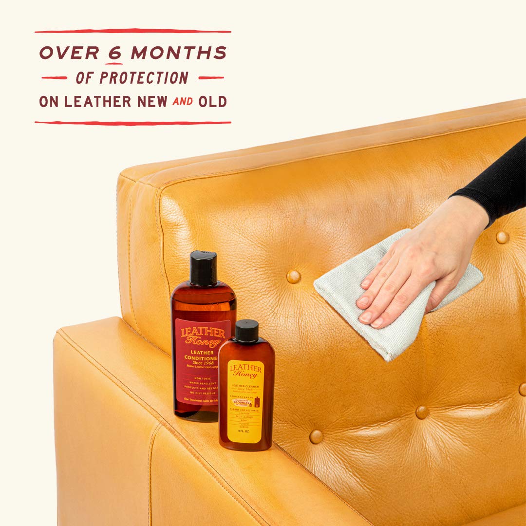 Leather Honey Complete Leather Care Kit Including 4 oz Cleaner and 32 oz Conditioner for use on Leather Apparel, Furniture, Auto Interiors, Shoes, Bags and Accessories