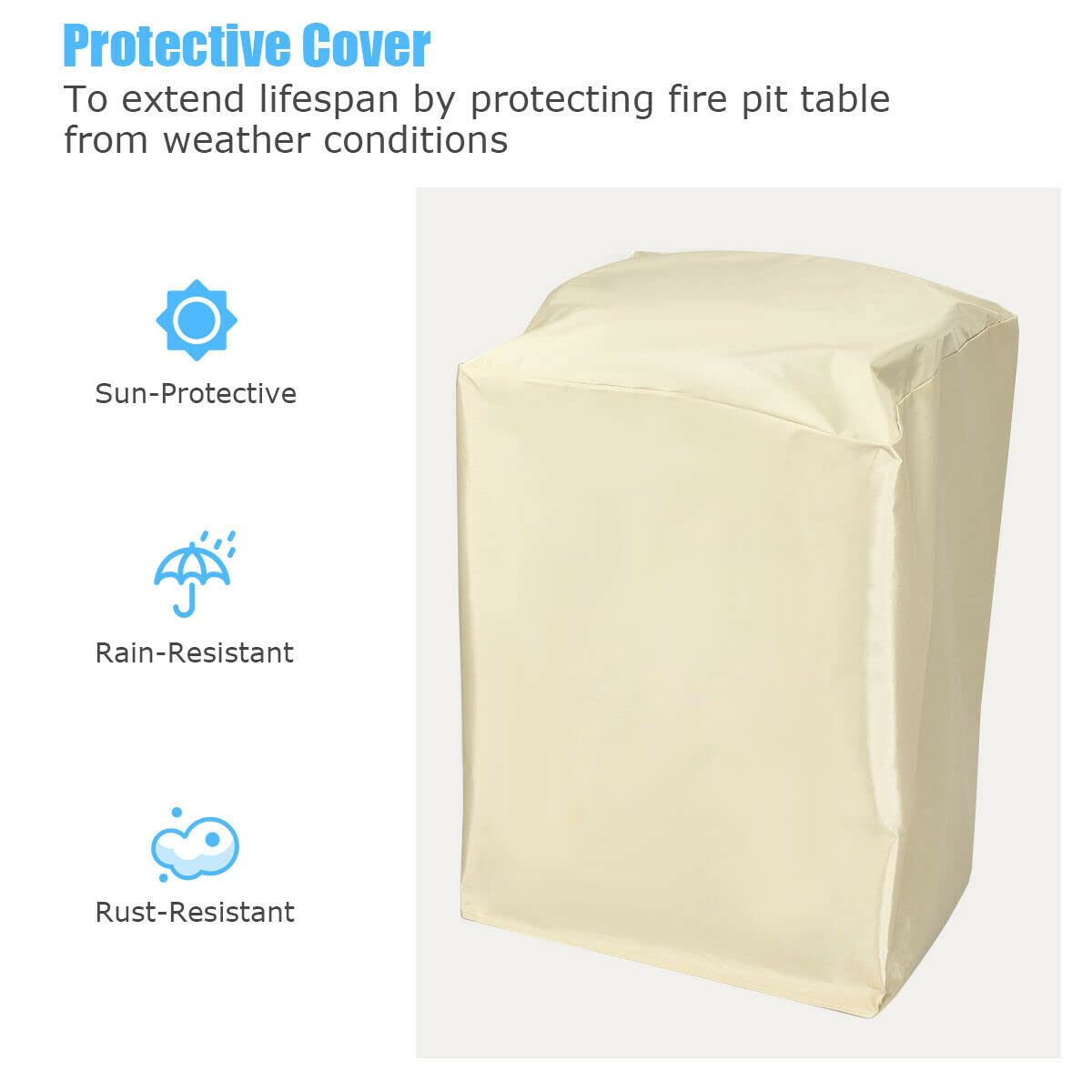 Happygrill Outdoor Propane Gas Fire Pit Table, 40,000 BTU Gas Fire Pit with Lava Rocks and Rain Cover