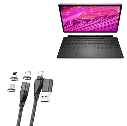 BoxWave Cable Compatible with Dell Latitude 7320 Detachable - MagnetoSnap PD AllCharge Cable (100W), Magnet PD 100W Charging Cable USB Type-C Micro USB for Dell Latitude 7320 Detachable - Jet Black
