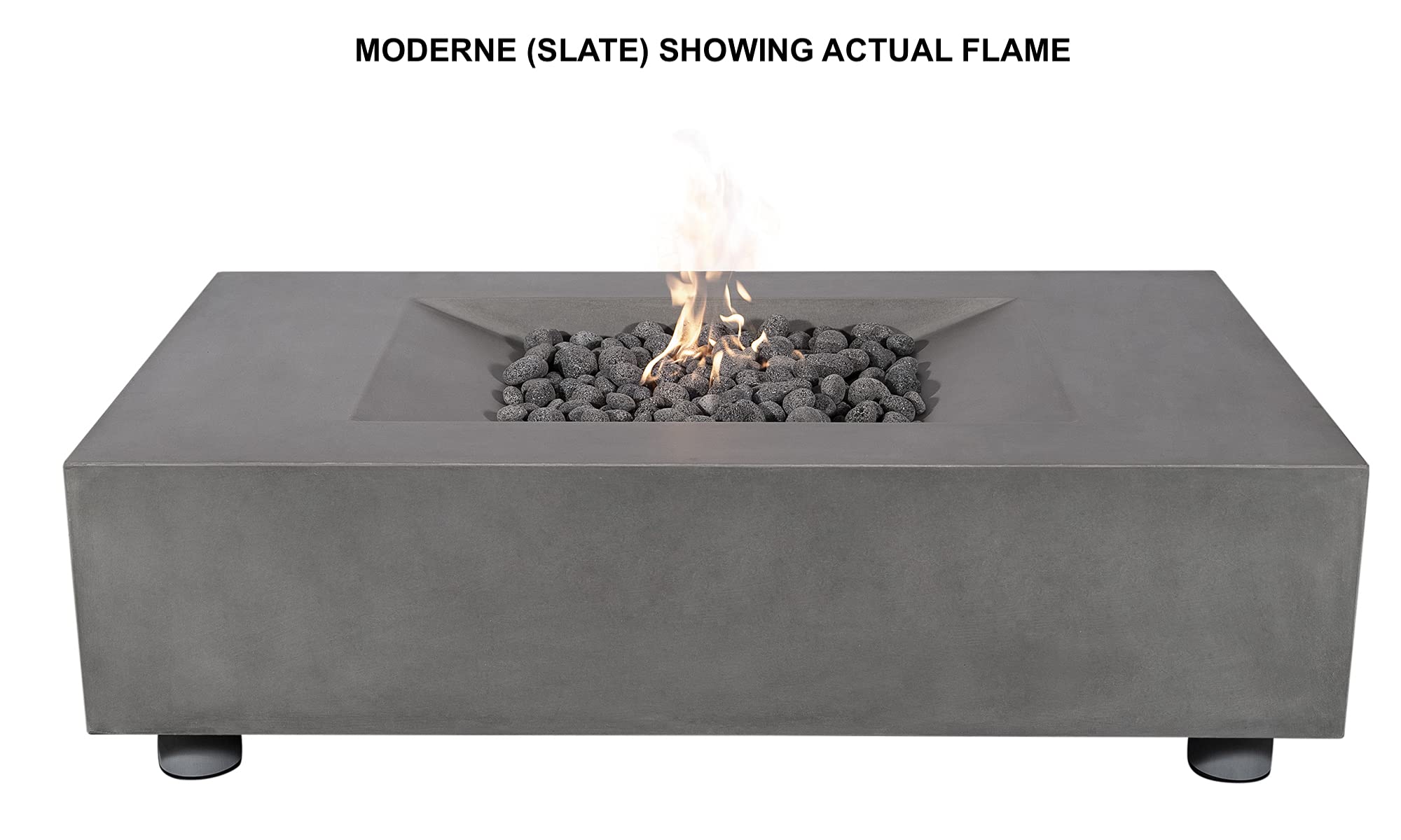 Pyromania Moderne Outdoor Concrete Fire Table, 58 x 32 Inches - Natural Gas Model in Slate Gray Color