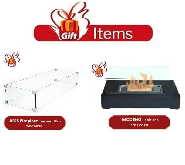 Elementi Granville Gas Fire Pit Cast Concrete Fire Table, Outdoor Fire Pit Electronic Ignition | Canvas Cover, Lava Rock Included | Free AMS Wind Guard & Table-top Firepit | Dark Gray (Natural Gas)