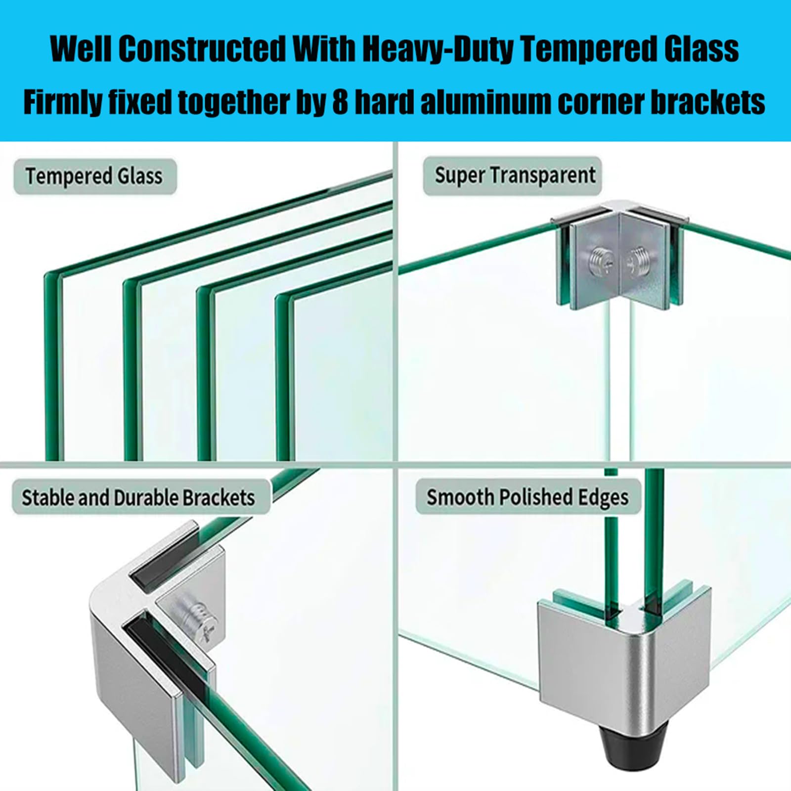 DONSIQIZZ Fire Pit Glass Wind Guard Rectangular 23.5" x 7.5" x 6.5", Glass Table Top Firepit Clear Tempered Glass Flame Guard, Rectangle Tabletop Fire Pit Glass Shield for Propane, Gas, Outdoor
